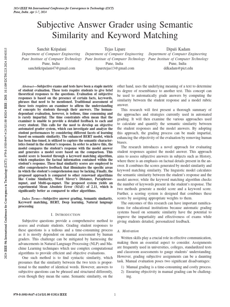 Automated Grading with BERT and Keywords | PDF | Reserved Word | Semantics