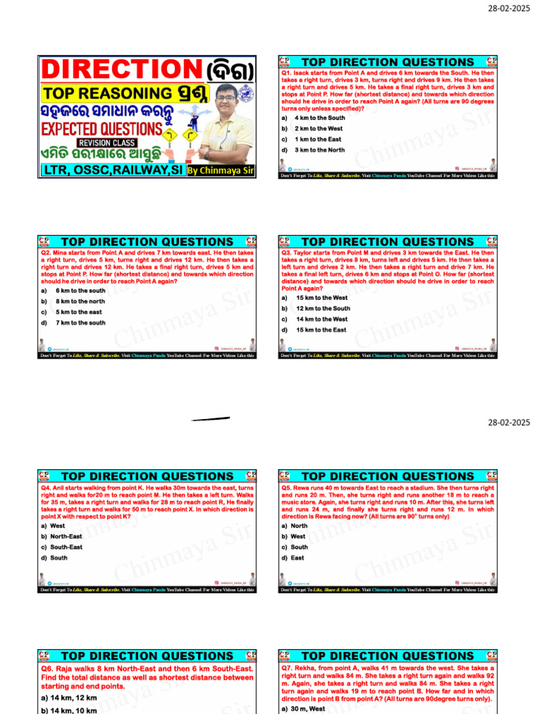 Directional Reasoning Practice Questions | PDF