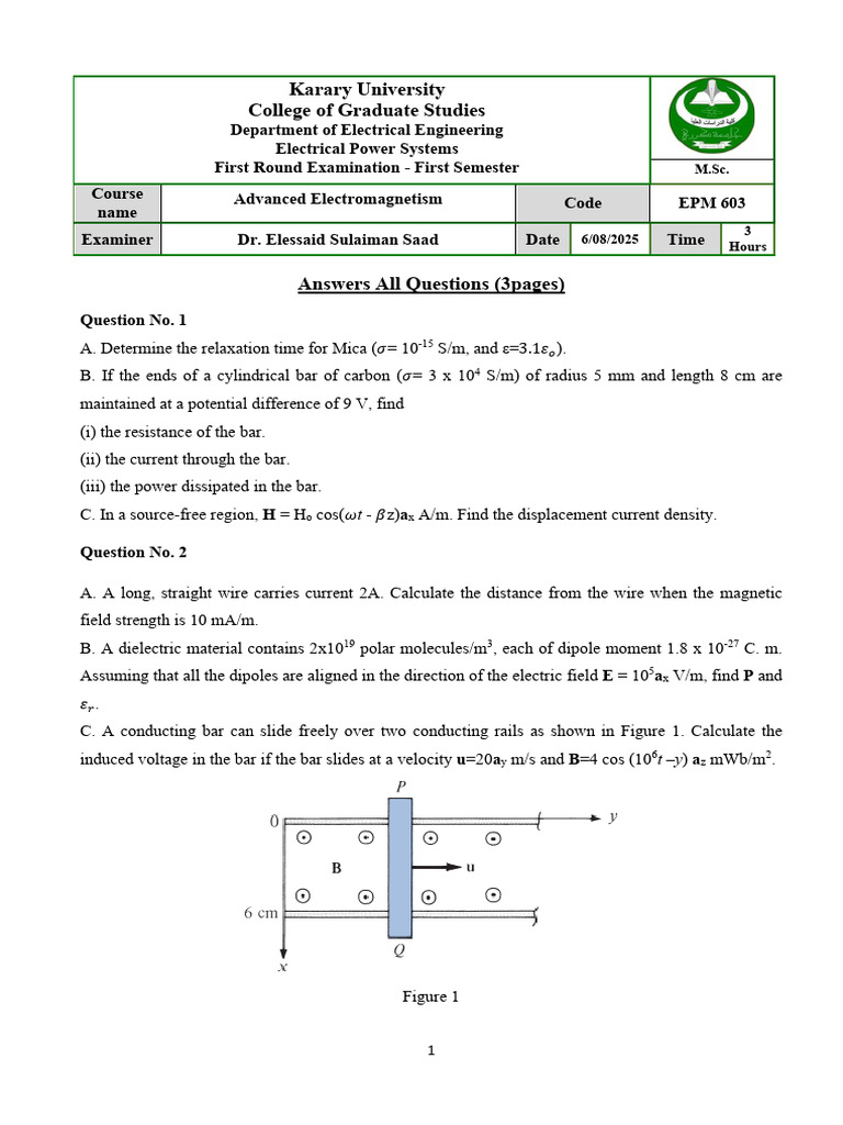 Advanced Electromagnetism 2025 | PDF | Magnetic Field | Dielectric