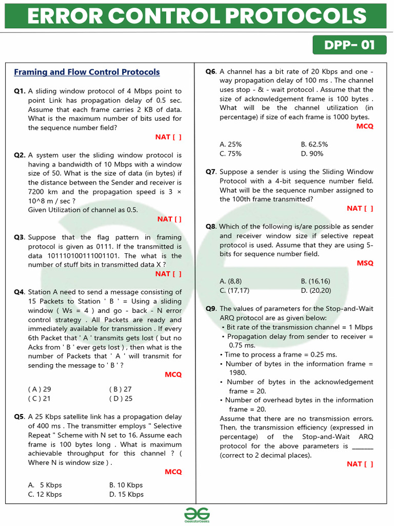 Error Control Protocols Dpp-01 | PDF | Bit Rate | Data Transmission