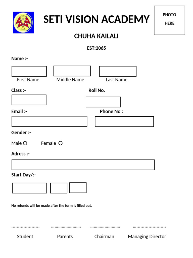 SETI Vision Academy Enrollment Form | PDF