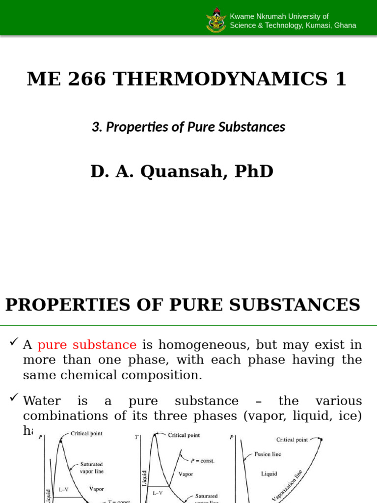 Properties of Pure Substances KNUST PPT Template | PDF | Gases | Steam