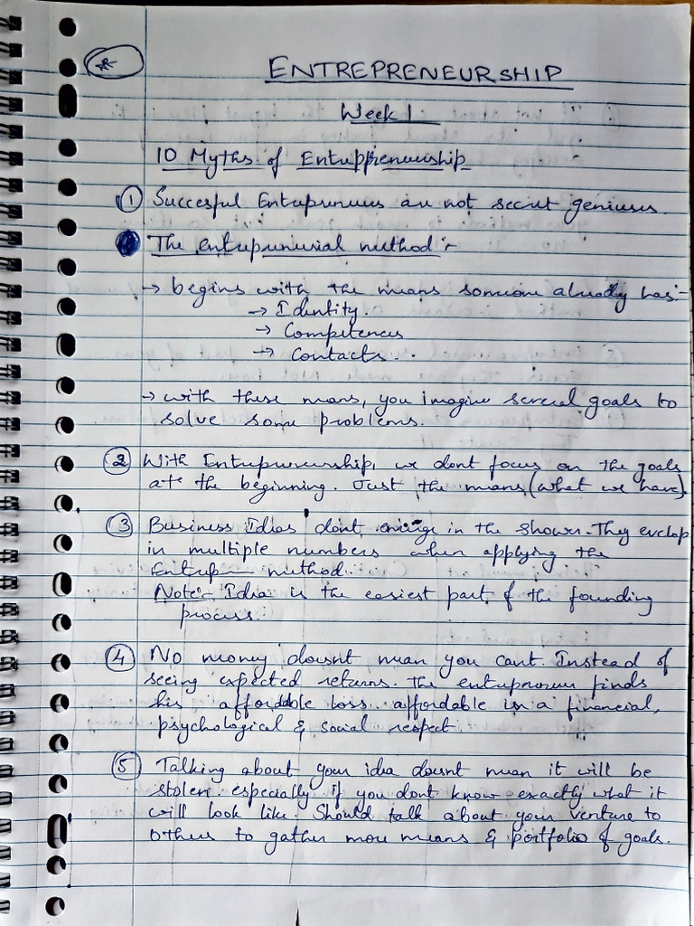 Entrepreneurship Notes | PDF