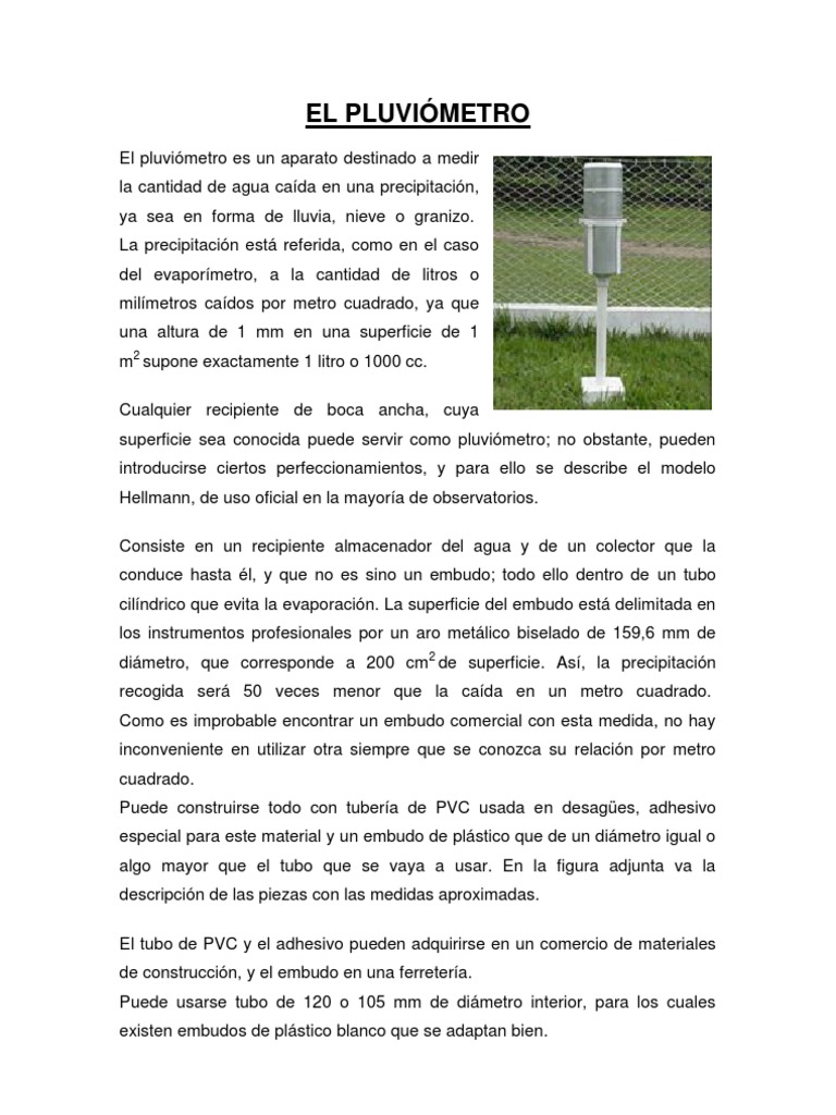 Funcionamiento y partes del pluviómetro | PDF | Science | Ingeniería