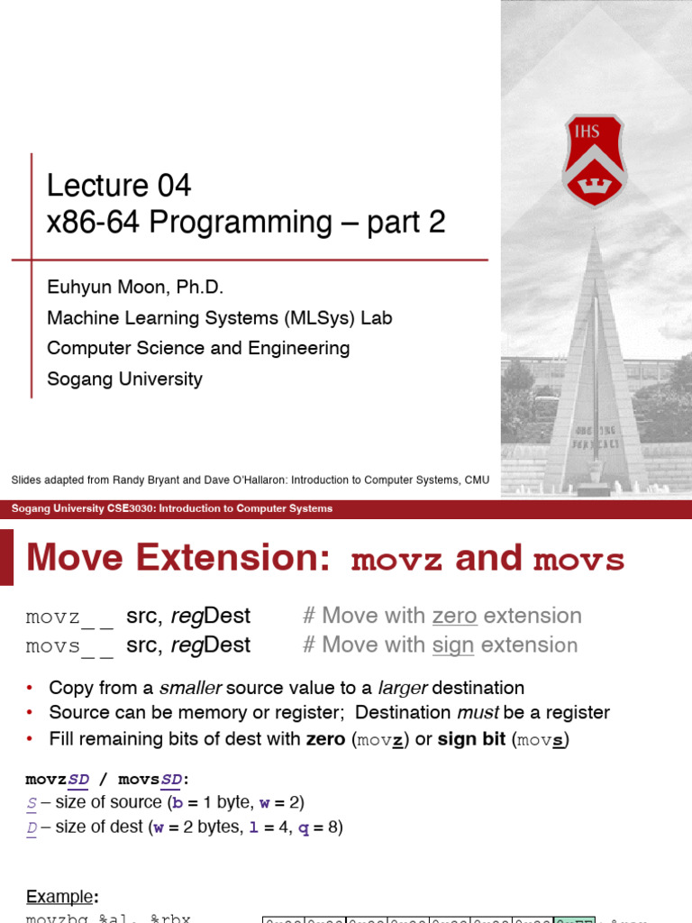 04 x86-64 Programming Part Two | PDF | Control Flow | Computer Programming