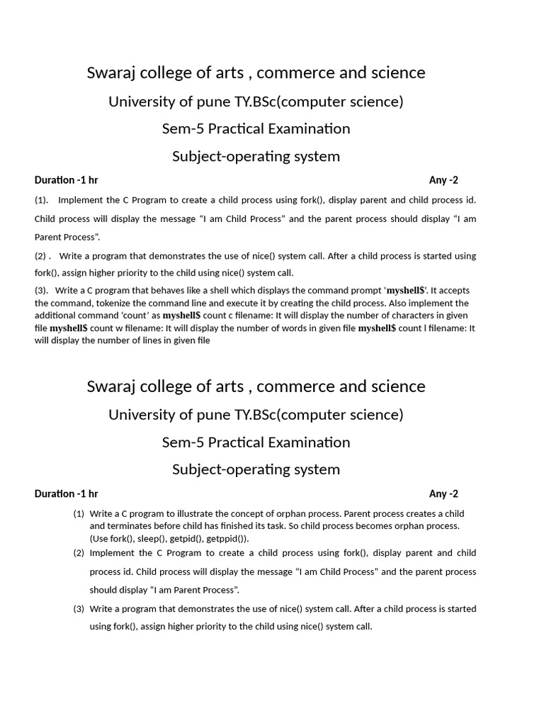 Os Slips Internal Practical Exam | PDF | Computing | Software