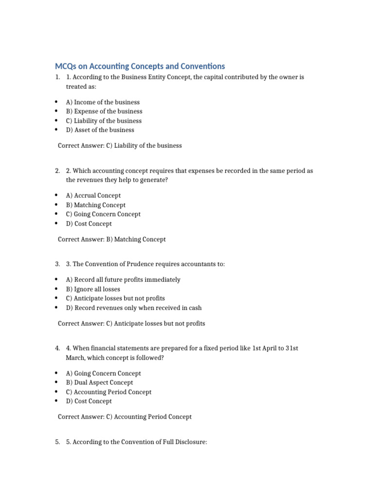 Accounting MCQs | PDF
