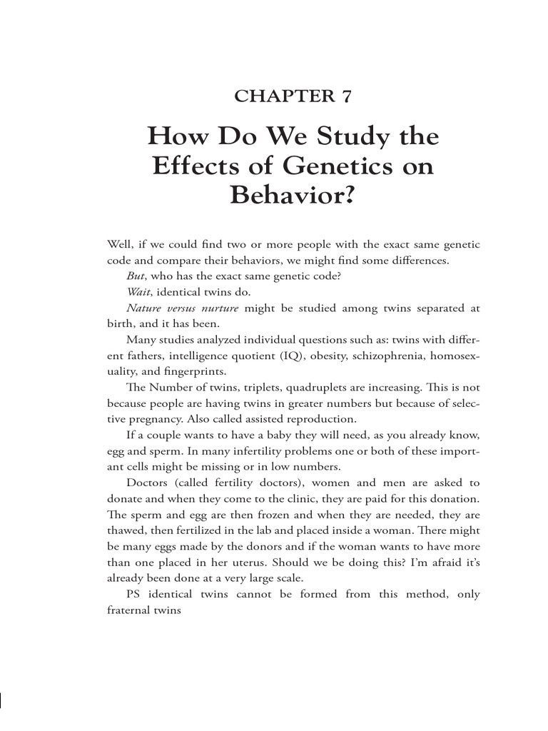 Genetics and Behavior: Twin Studies Insights | PDF | Twin | Fertilisation