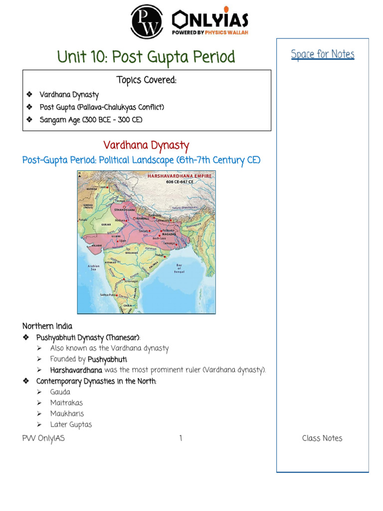 Vardhana Dynasty in Post-Gupta India | PDF