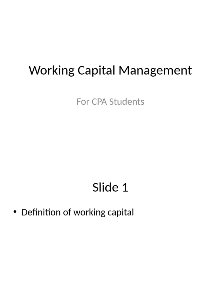 Working Capital Management | PDF