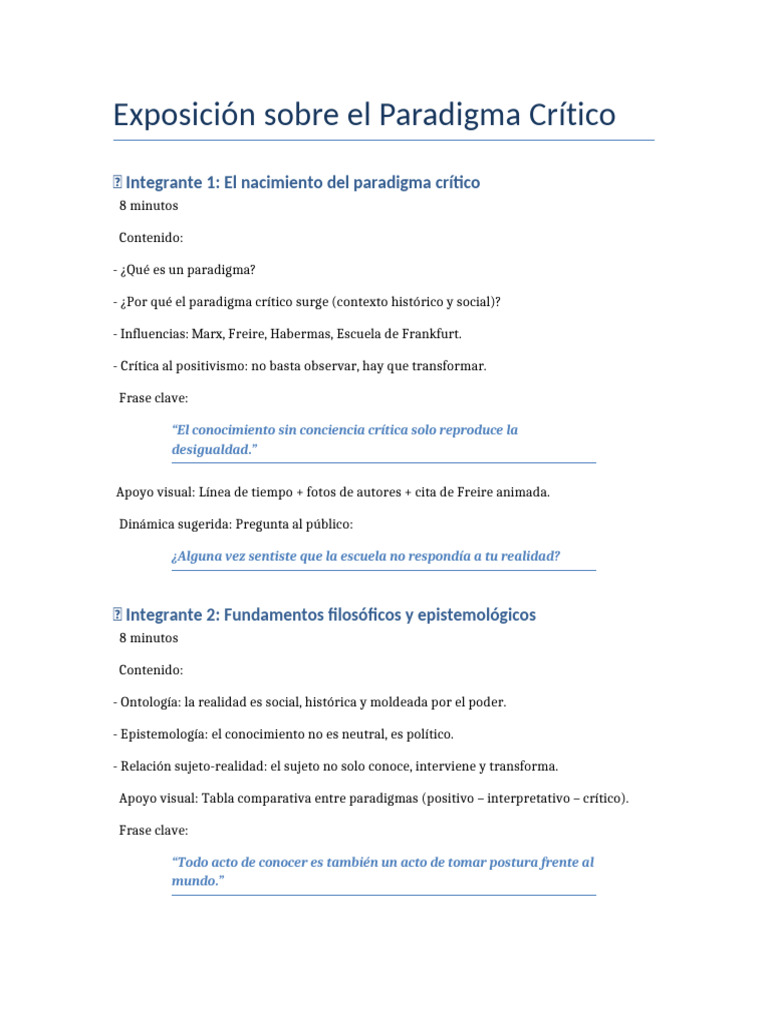 Paradigma Crítico en Educación: Transformación | PDF | Conocimiento ...