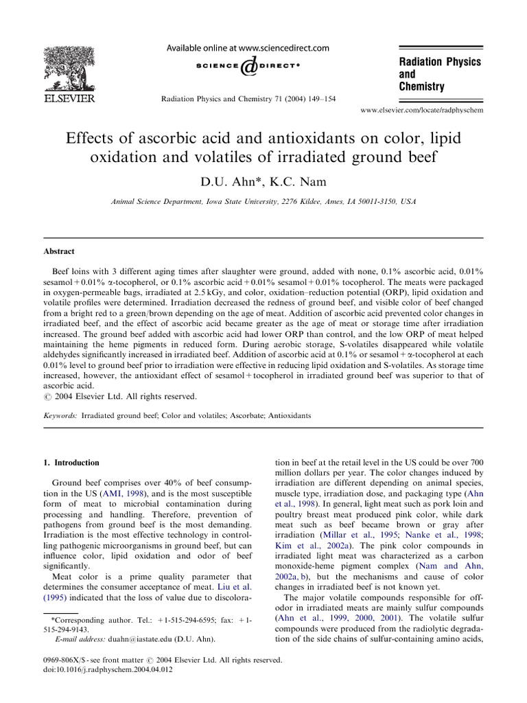 Effects of Ascorbic Acid and Antioxidants On Color, Lipid Oxidation and ...