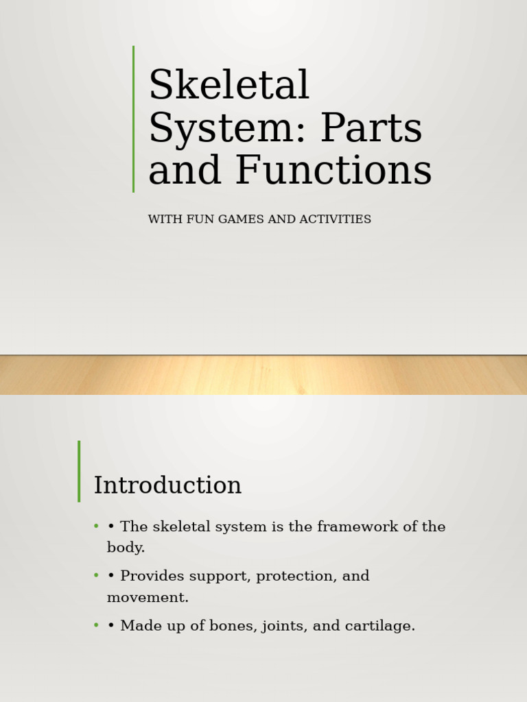 Skeletal System Parts Function Games | PDF