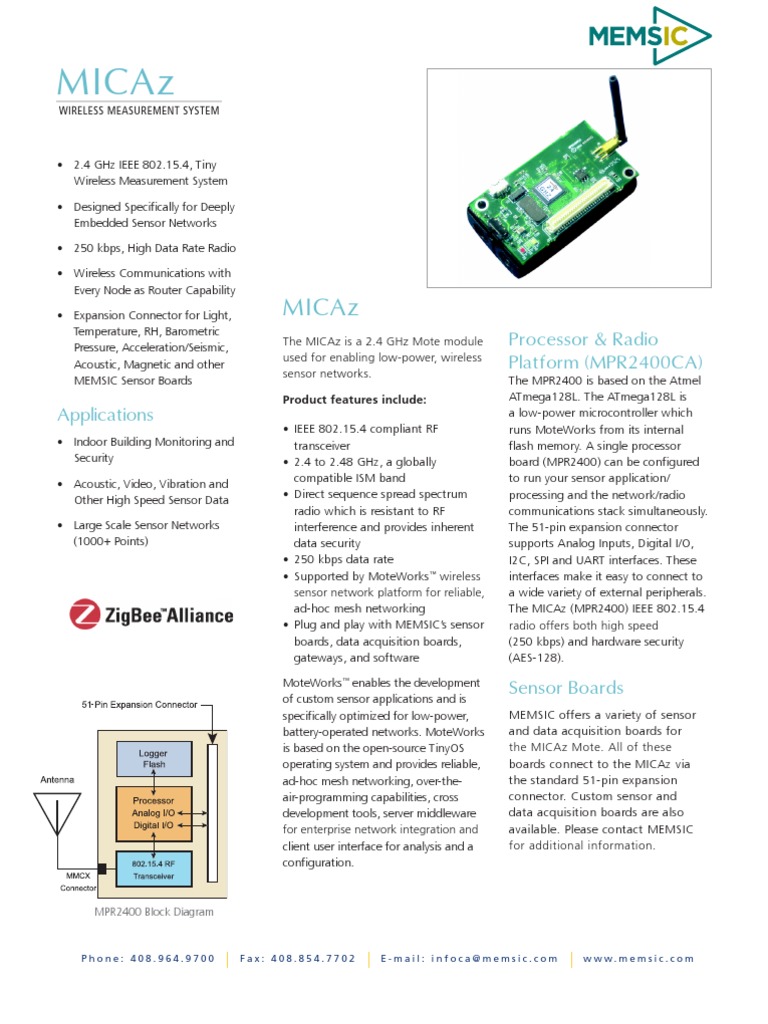 Micaz Datasheet T | PDF