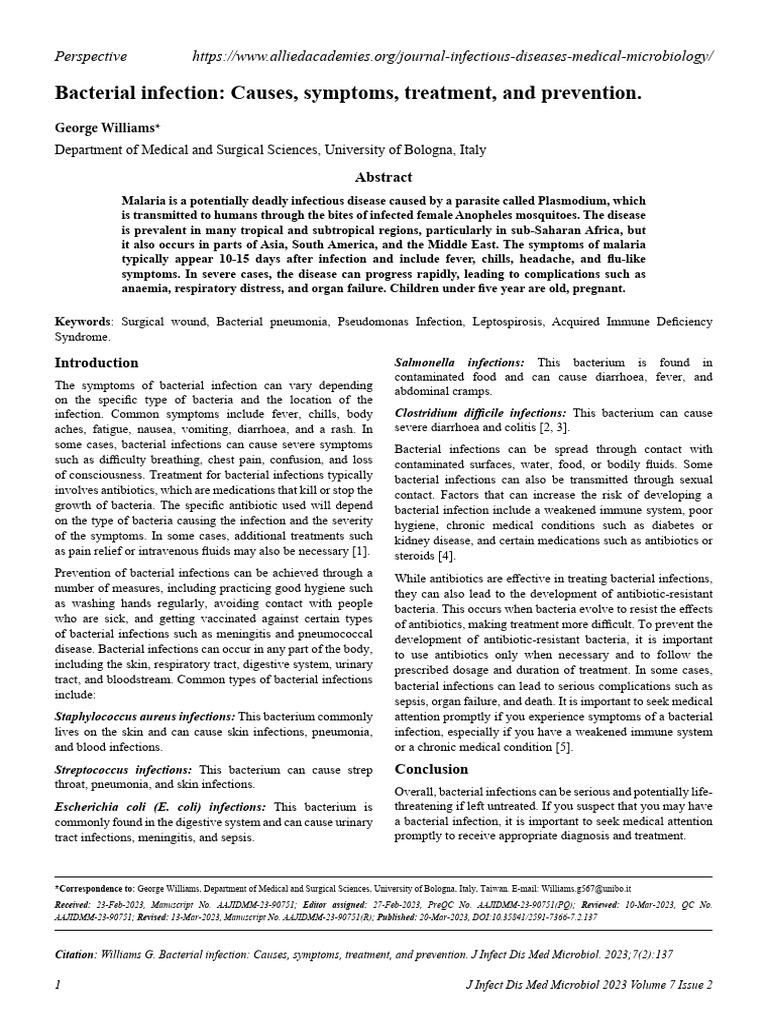 Bacterial Infections: Causes and Treatment | PDF | Infection | Bacteria