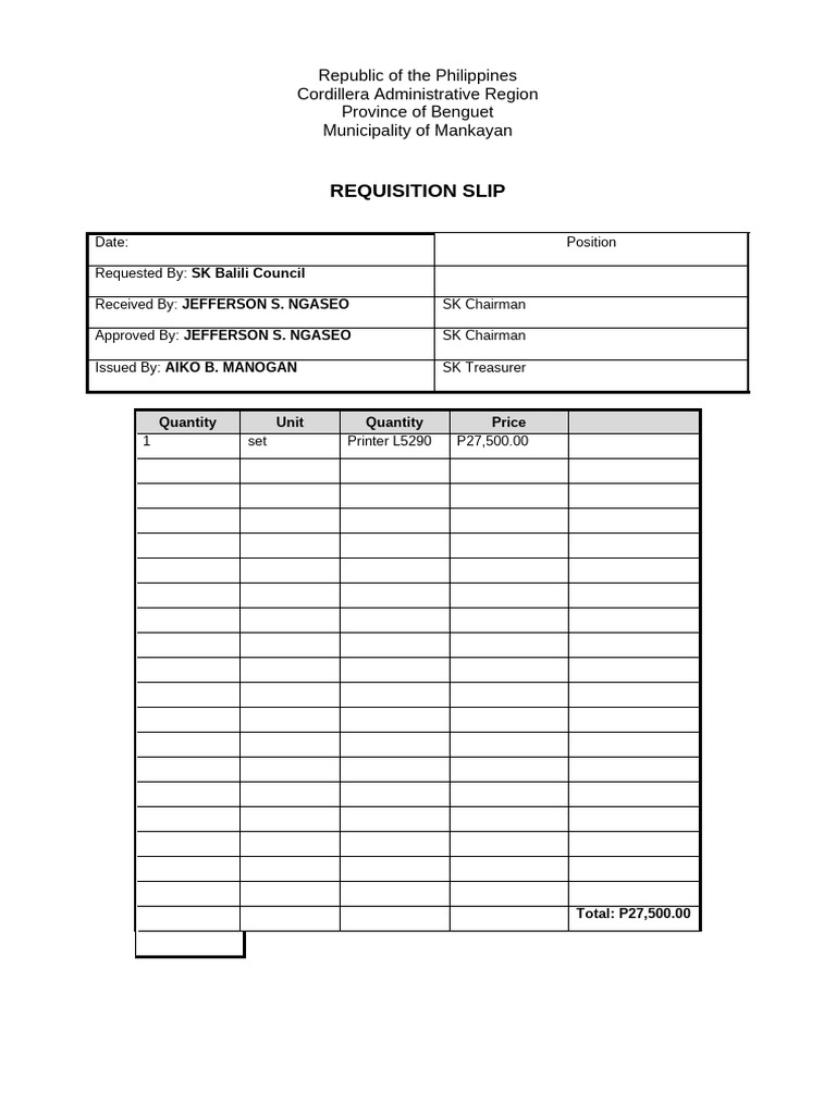 Requisition Slip D1124 | PDF
