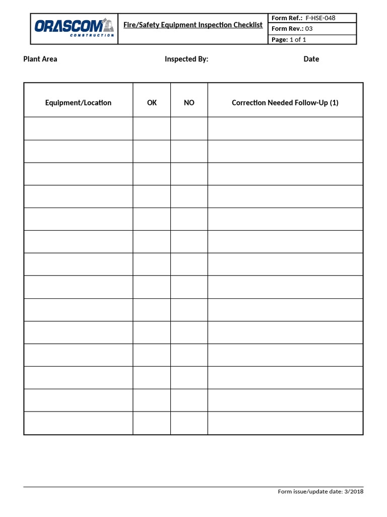 0048-Fire-Safety Equipment Inspection Checklist | PDF