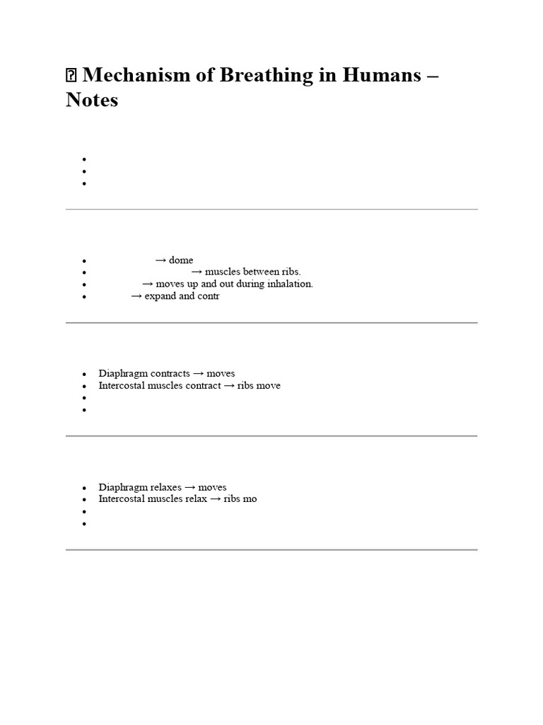 Breathing Mechanism: Inhalation & Exhalation | PDF | Breathing | Exhalation