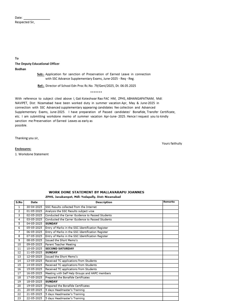 Work Done Statement for SSC Exams | PDF
