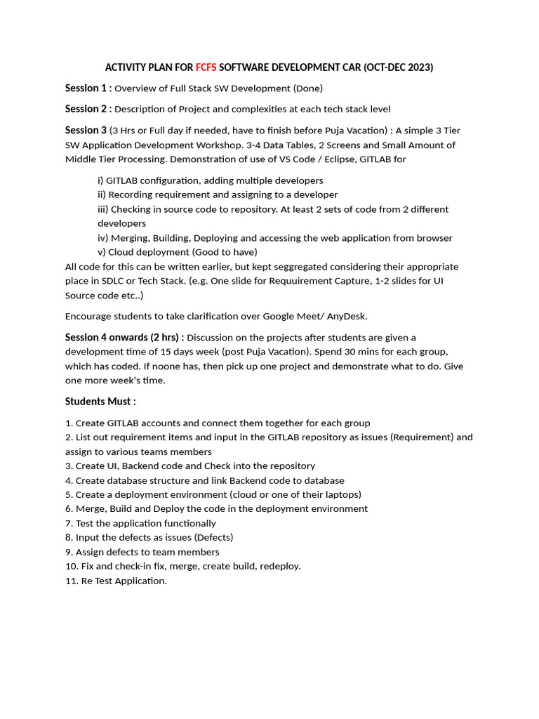 Activity Plan Fcfs q42023 | PDF