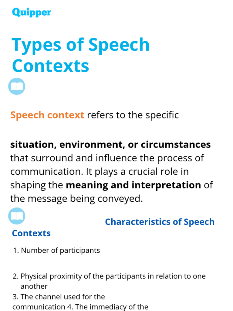 Types and Contexts of Speech Communication | PDF | Communication ...