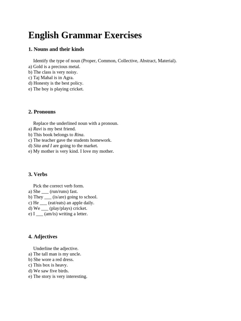 Grammar Exercises Overview | PDF | English Grammar | Grammar