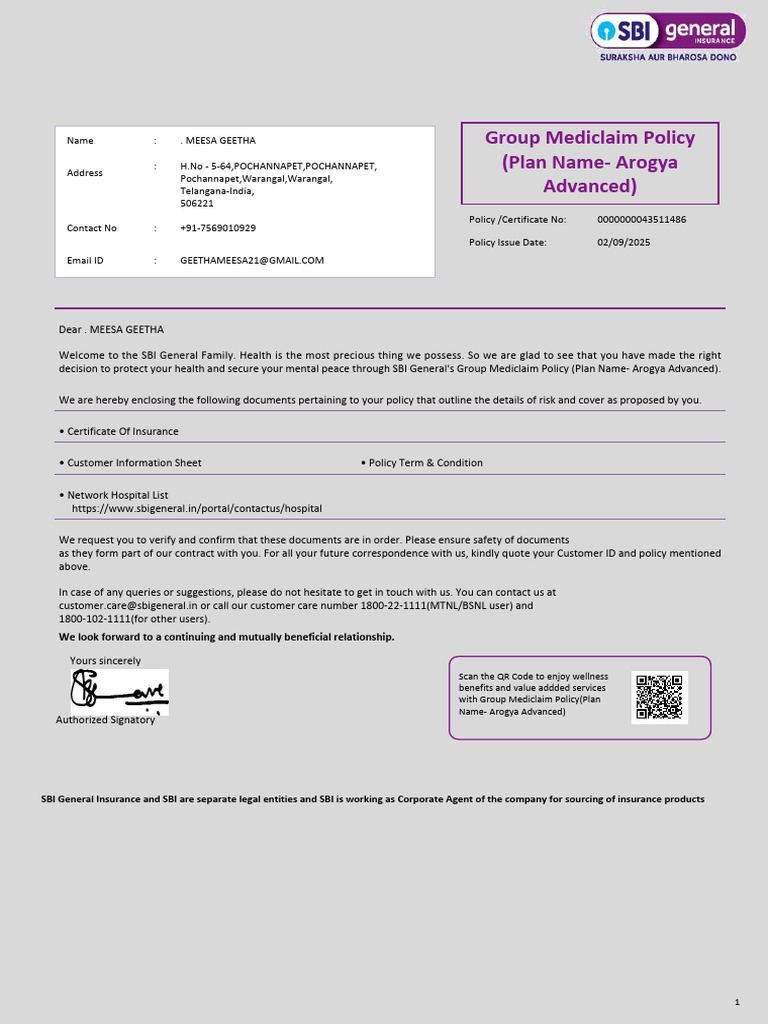 Arogya Advanced Group Mediclaim Policy | PDF | Hospital | Insurance