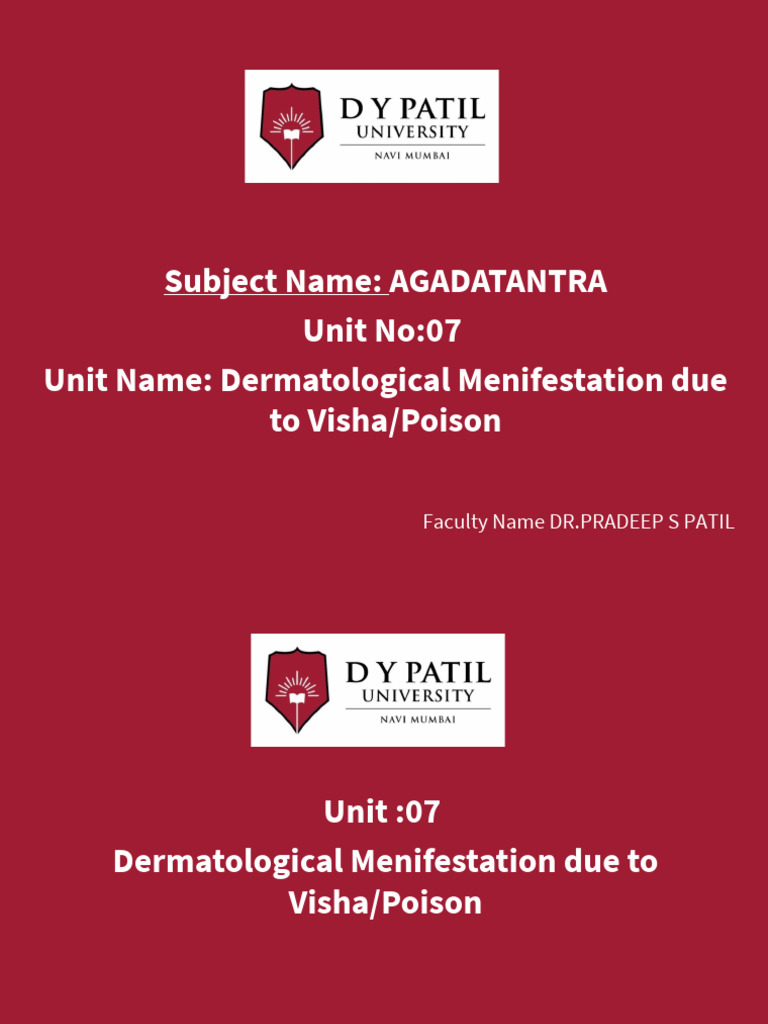 Dermatological Effects of Poison in Ayurveda | PDF | Poison | Chemotherapy