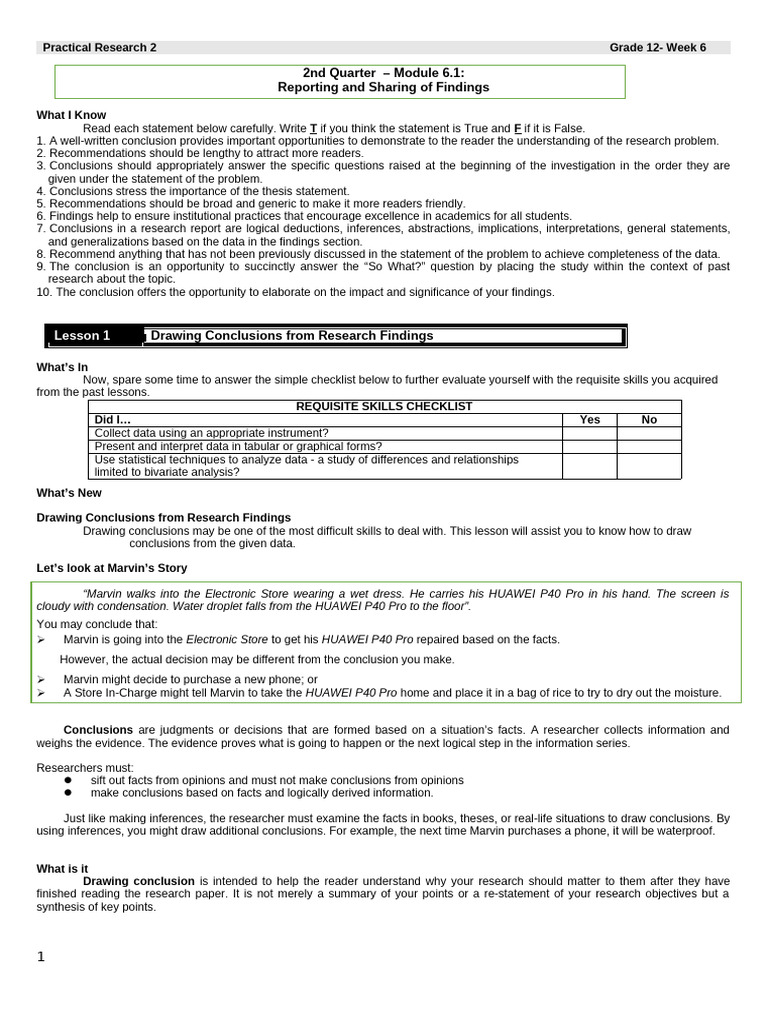 2nd QTR - Module 6 Lesson 1-2 Week 6 | PDF | Inference | Deductive ...