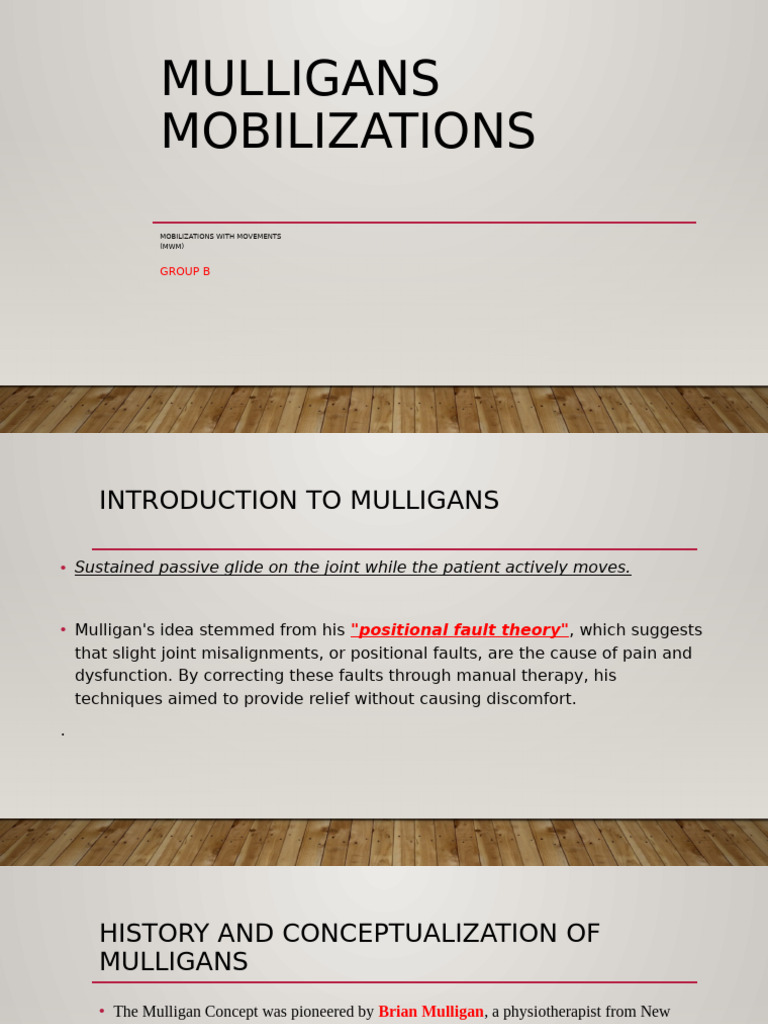 Mulligan Mobilization Techniques Overview | PDF | Pain | Strength Training