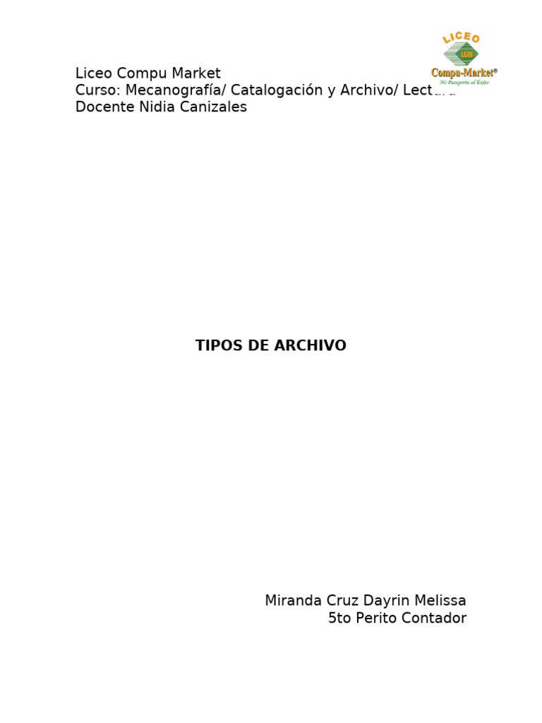 Tipos de Archivo | PDF