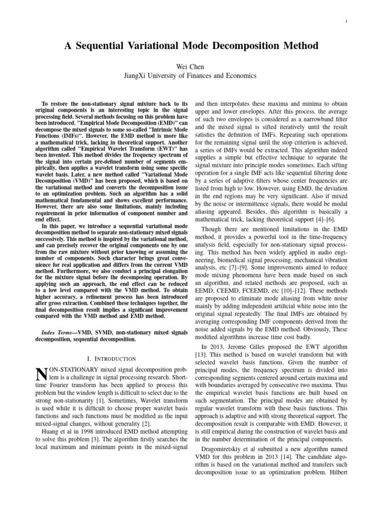 Sequential Variational Mode Decomposition | PDF | Computer Engineering ...