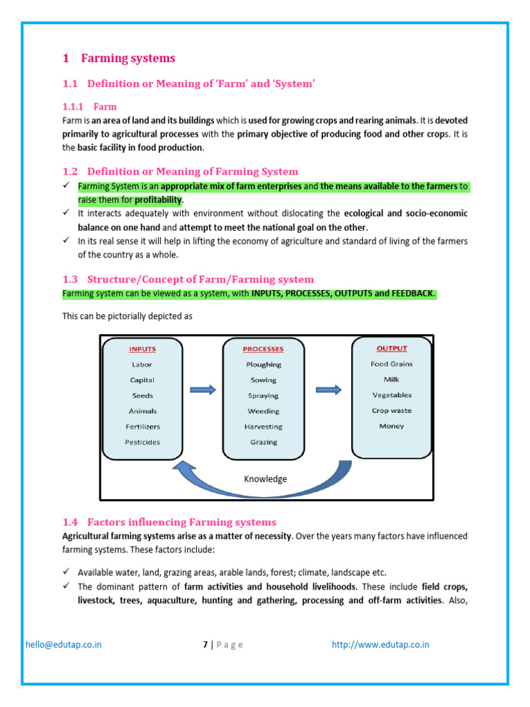Farming System Concepts and Models | PDF | Agriculture | Manure