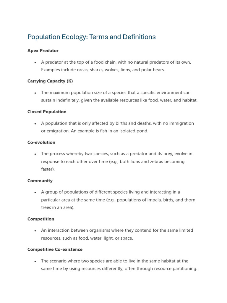 Key Terms in Population Ecology | PDF | Eusociality | Ecology