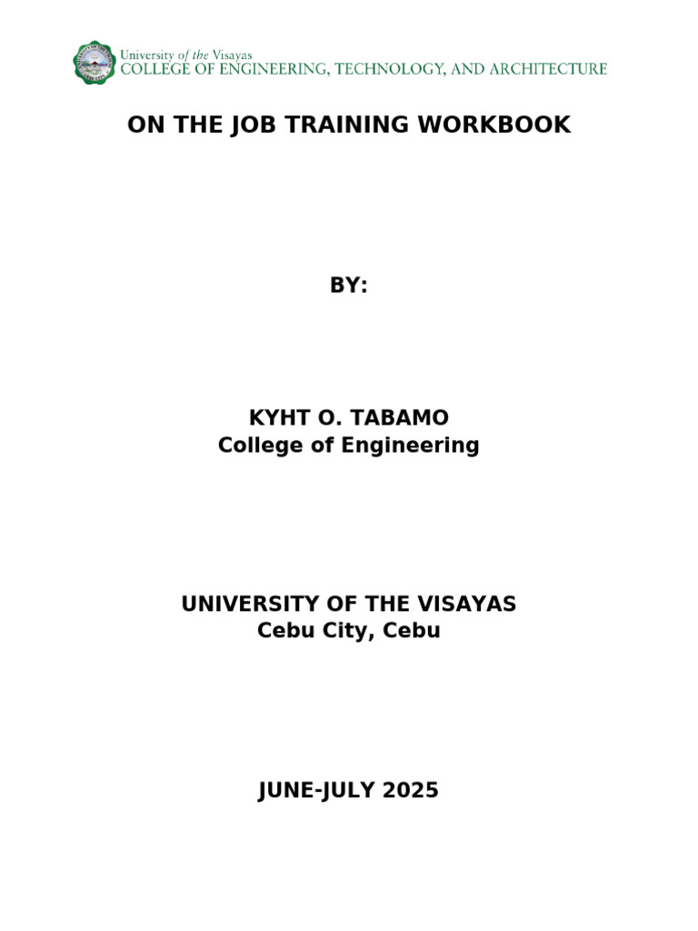 On The Job Training Workbook | PDF