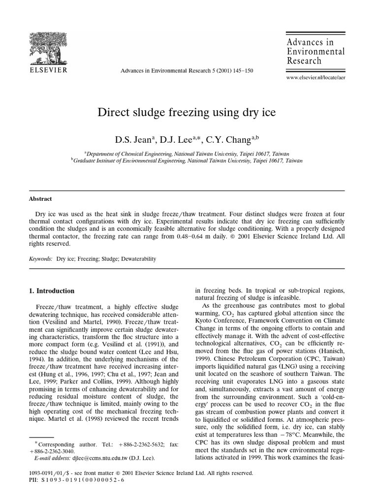Sludge Conditioning via Dry Ice Freezing | PDF | Ice | Sewage Treatment