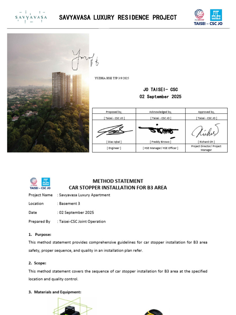 SVP-TSC-ARC-MDS-078 R0 - Method Statement of Car Stopper Installation ...