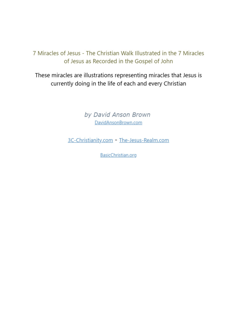 7 Miracles of Jesus in John Explained | PDF | Jesus | Gospel Of John