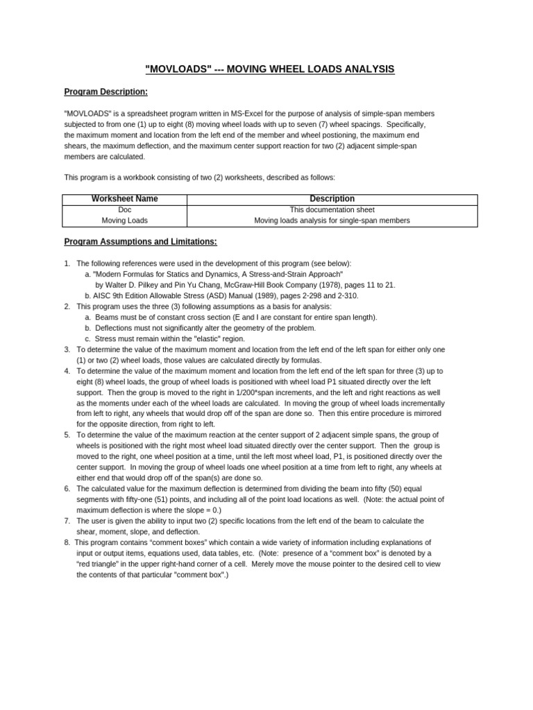 Moving Wheel Loads Analysis | PDF | Beam (Structure) | Mechanics