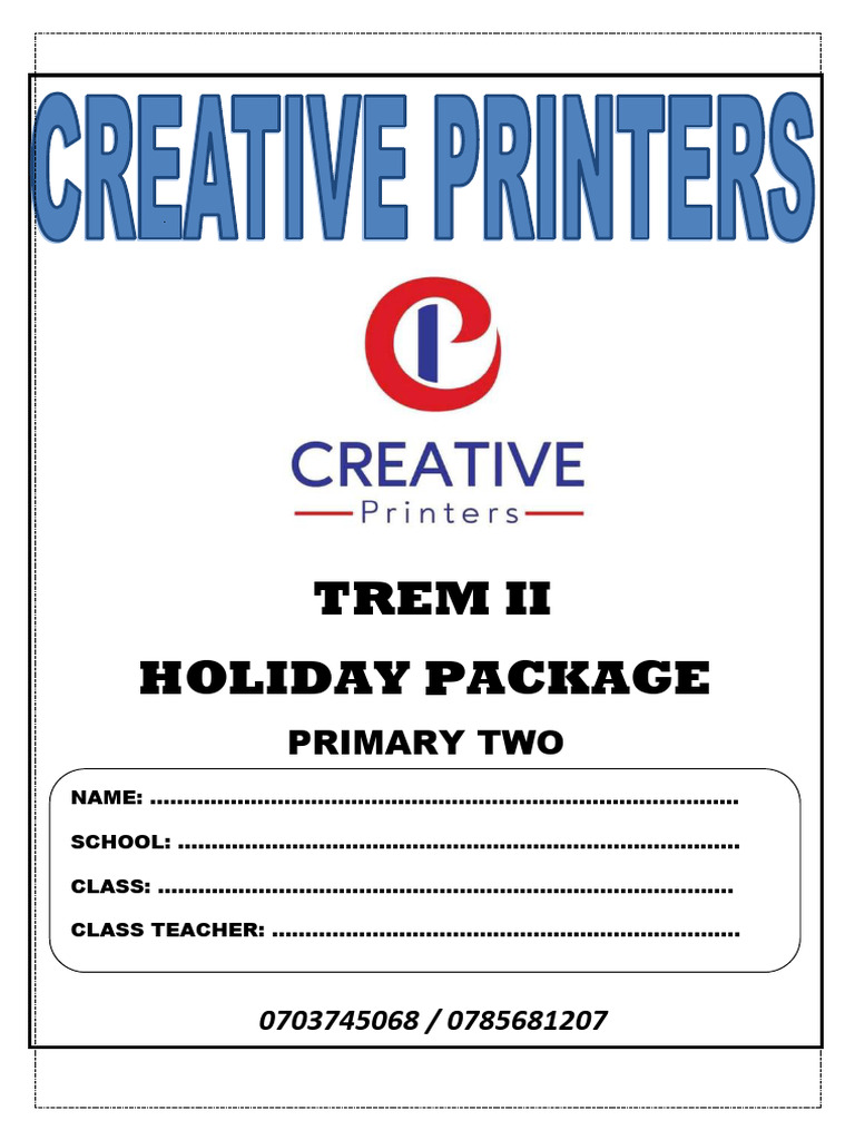 Holiday Package for Primary Two | PDF