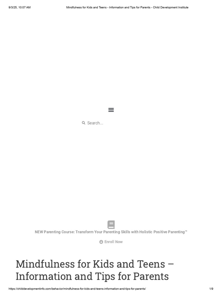 27 - Mindfulness For Kids and Teens - Information and Tips For Parents ...