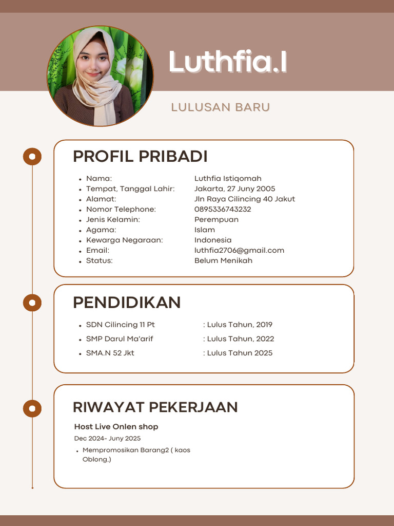 CV Terbaru Luthfia Istiqomah | PDF