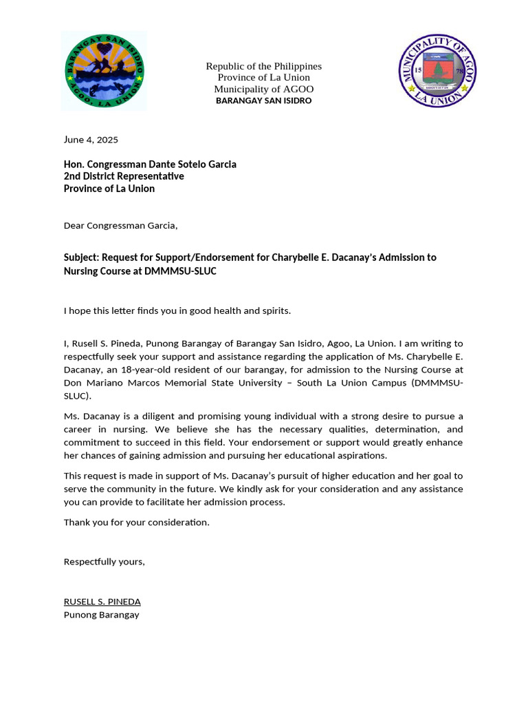 Support for Nursing Admission Request | PDF