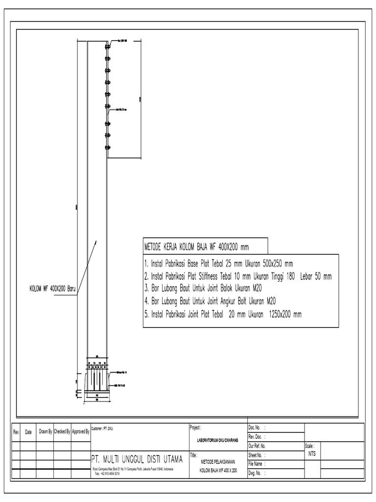 Gambar Metode Kolom Baja WF 400x200 Project Laboratorium Cku Cikarang | PDF