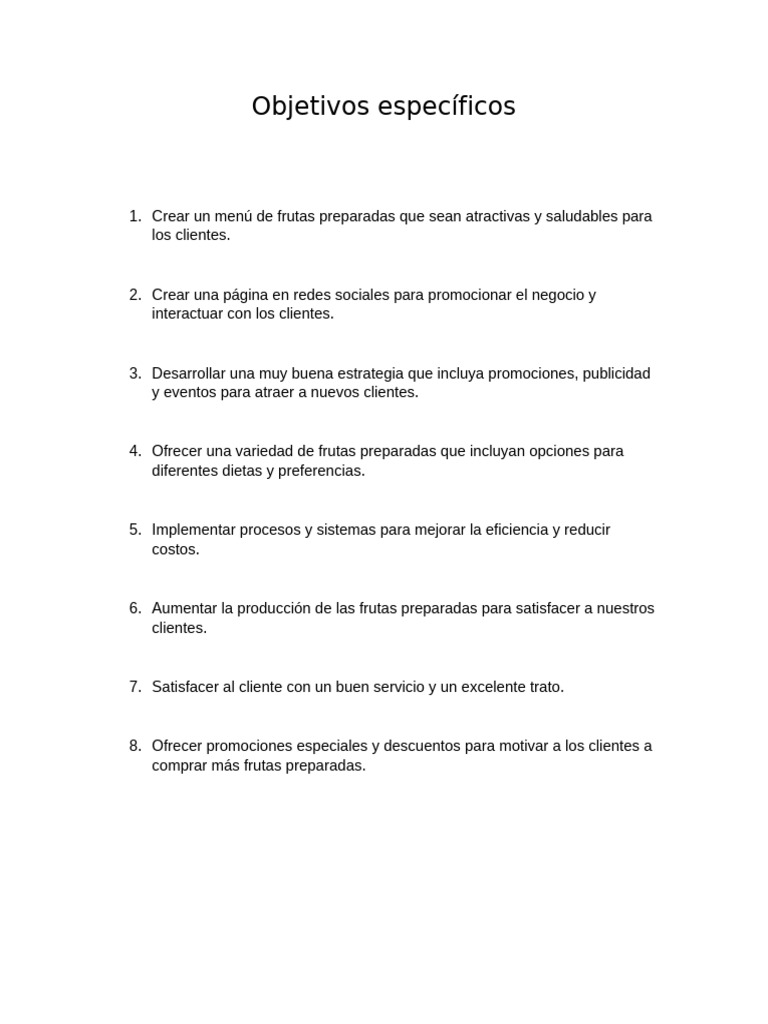 Objetivos Específicos | PDF