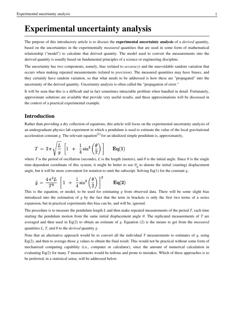 Experimental Uncertainty Analysis | PDF | Bias Of An Estimator | Variance
