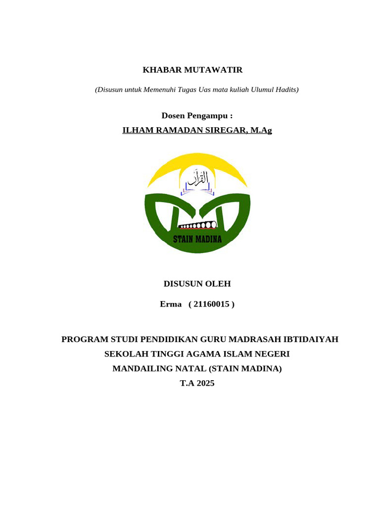 Khabar Mutawatir dalam Hadits Islam | PDF