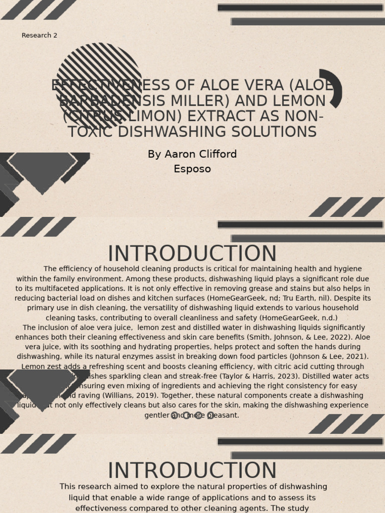 Lemon and Aloe Vera Dishwashing Study | PDF | Lemon | Juice