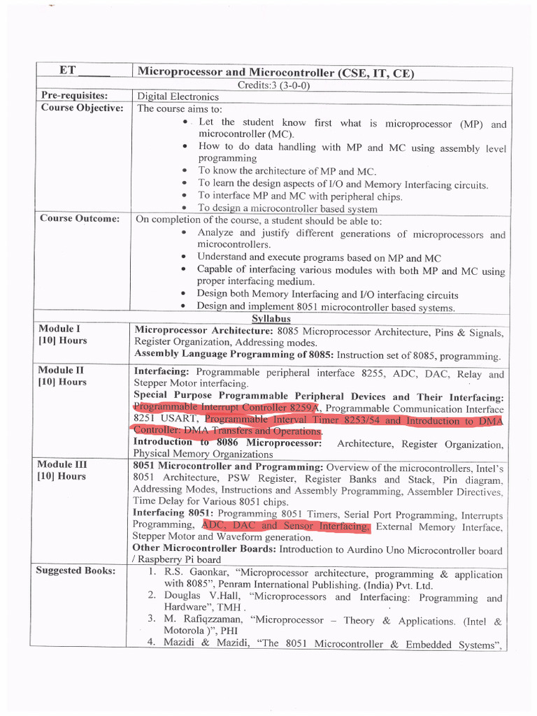 MPMC Full Syllabus 2nd Year CSE, IT, CE | PDF