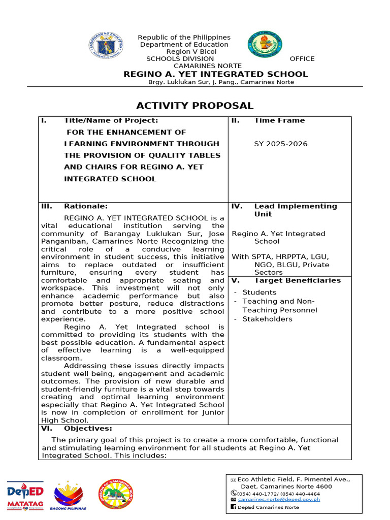 Provision of Tables and Chairs | PDF | Classroom | Learning